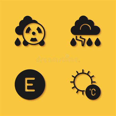 Set Acid Rain Radioactive Cloud Sun Compass West And Cloud And