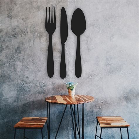Birch Wood Knife Fork Spoon Wall Decor Chef Kitchen Art Etsy