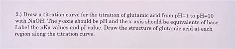 2 Draw A Titration Curve For The Titration Of Glutamic Acid From Ph1 To