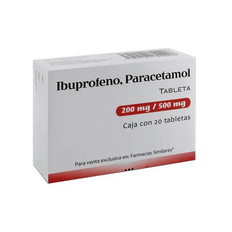 Paracetamolibuprofeno 500mg200mg 20 Tabletas Farmacias Similares