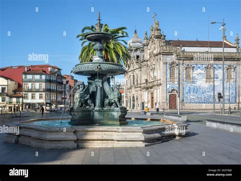 Lions Fountain And Carmo Church At Gomes Teixeira Square Porto