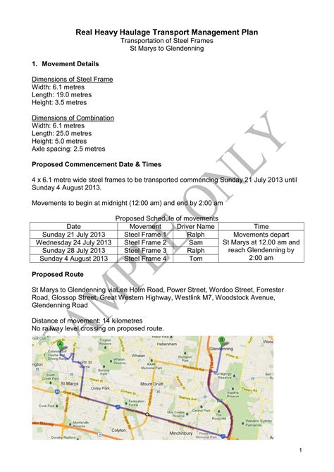 Transport Management Plan 11 Examples Format Pdf