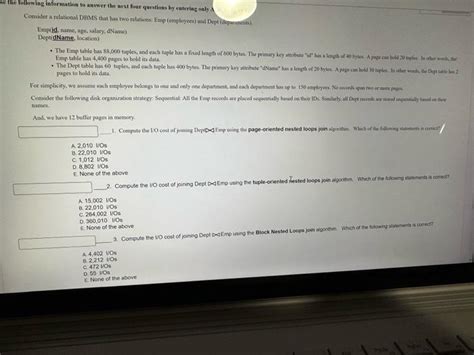 Solved Consider A Relational Dbms That Has Two Relations Solved Consider A Relational Dbms That Has Two Relations
