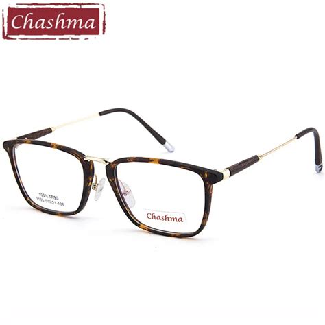 Chashma Brand Black Eyeglasses Women And Men Fashion Wood Like Tr 90