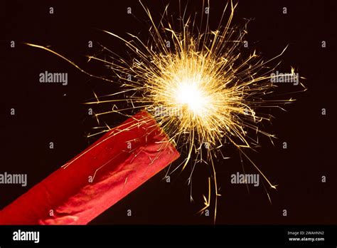 Ignited Firework Firecracker Firecracker With Burning Fuse Stock