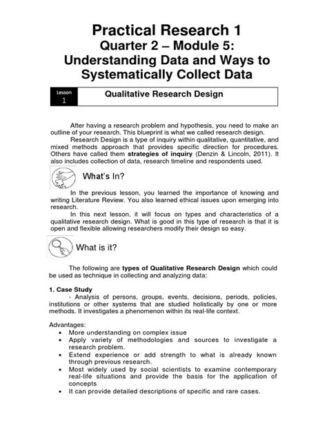 Practical Research 1 Quarter 2 Module 5 Understanding Data And Ways