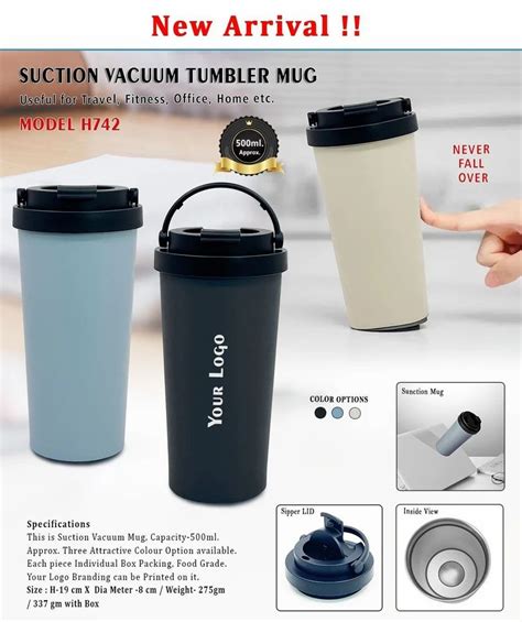 3 Colours Plain Suction Coffee Mug Capacity 350 Ml Sizedimension