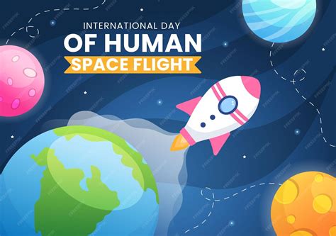 Premium Vector International Human Space Flight Day Illustration With