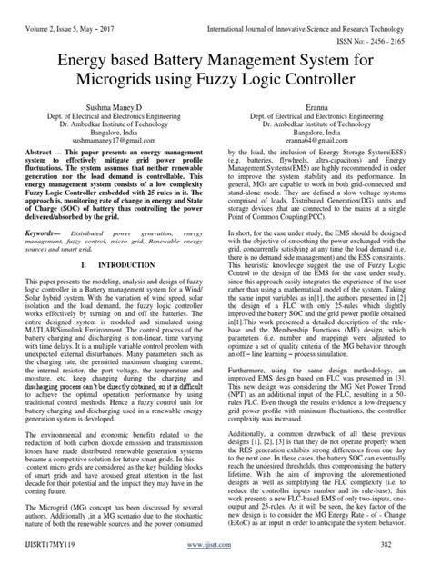 energy based battery management system for microgrids using fuzzy logic