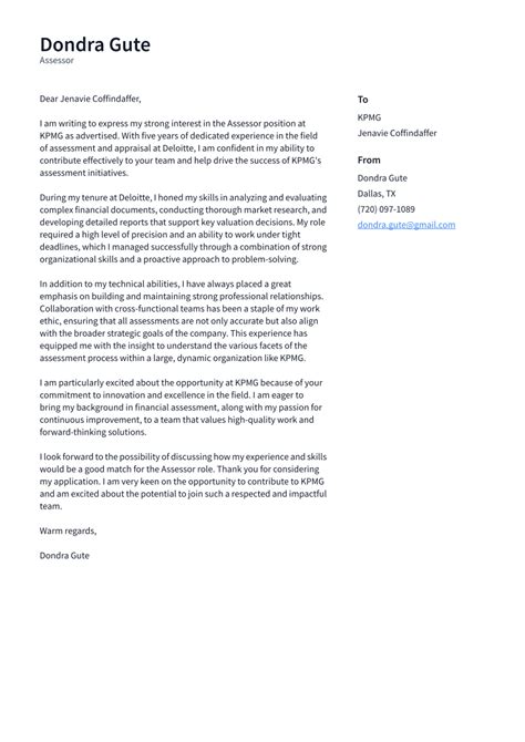 Assessor Cover Letter Examples And Templates Resumecat