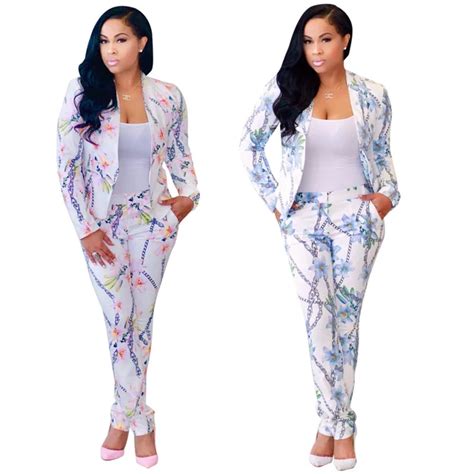 Pant Suits Women Casual Office Business Suits Pink Blue 2 Piece Pants