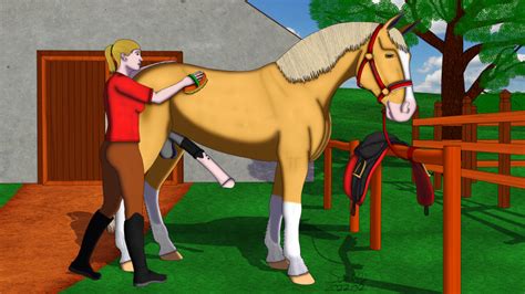 Rule 34 Barn Brush Brushing Duo Equid Equine Female Feral Halter Hi