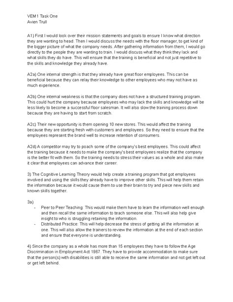 Vem1 Task One Passed First Try Vem1 Task One Avien Trull A1 First