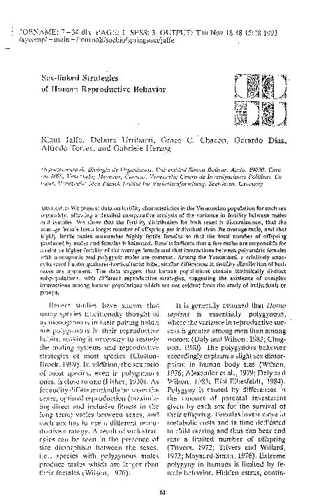 Pdf Sex‐linked Strategies Of Human Reproductive Behavior