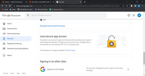 Not Able To Send Smtp Mail Currently Less Secure Apps Option
