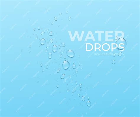 파란색 배경에 현실적인 물 방울 실제 투명 효과 벡터 일러스트 레이 션 Eps10 무료 벡터