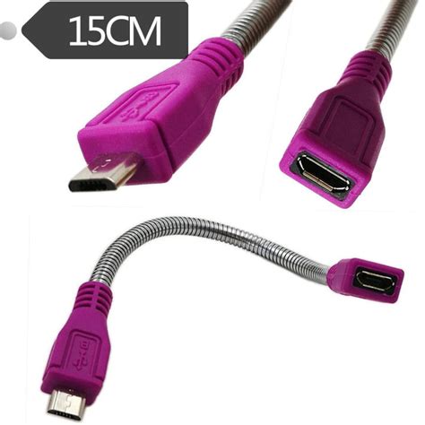 Usb Micro Male Plug To Usb Micro Female Jack Extension Flexible Metal Stand Cable Cm