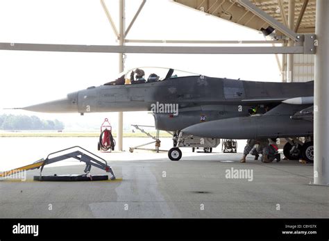 Capt Dave Snodgrass Prepares For An F 16 Fighting Falcon For Takeoff On An Exercise Scramble
