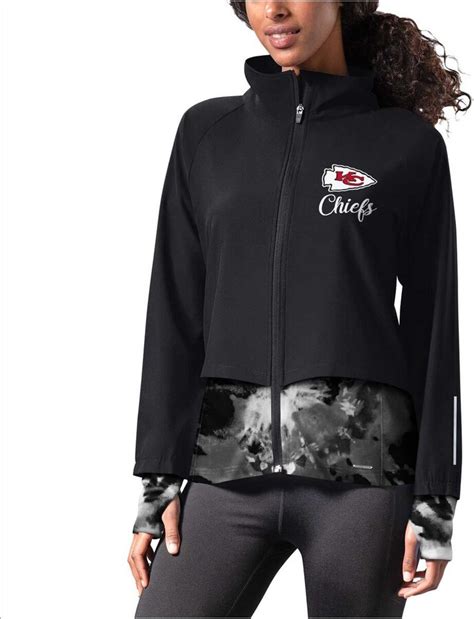 Womens Msx By Michael Strahan Black Kansas City Chiefs Grace Raglan Full Zip Running Jacket