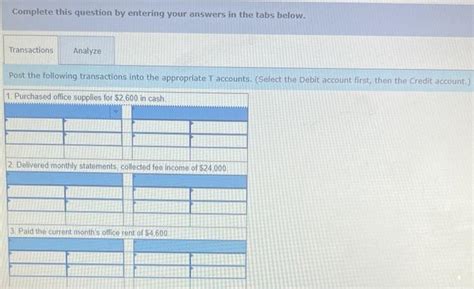 Solved Problem 33a Algo Using T Accounts To Record