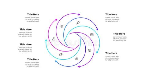 Line Infographic Diagram Featuring A Circular Workflow With 7 Arrows