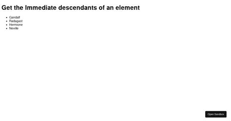 Get The Immediate Descendants Of An Element Codesandbox