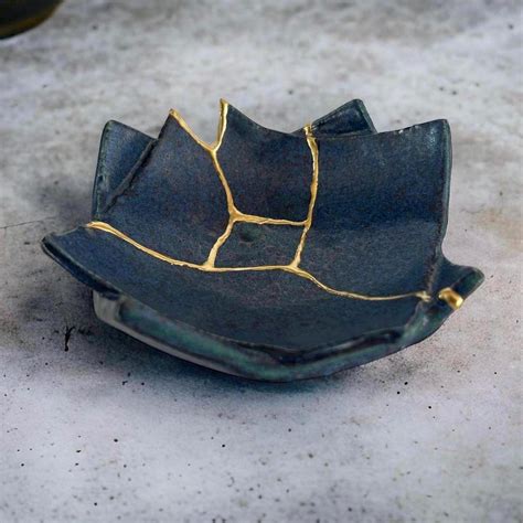 Kintsugi Plate With Plate Stand Etsy