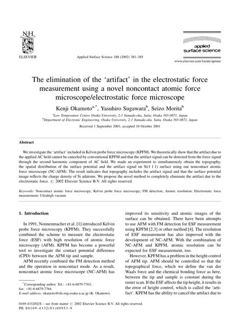 Pdf The Elimination Of The ‘artifact In The Electrostatic Force