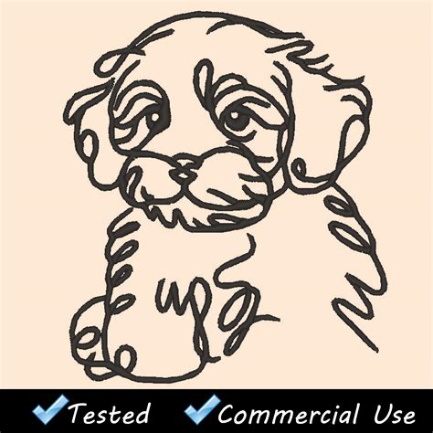 5 Embroidery Design Minimalist Cavapoo Line Artdog Breedpet