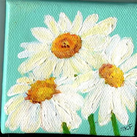 Shasta Daisies Painting Aqua Blue Original On By SharonFosterArt 22