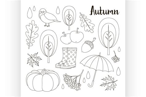 Autumn Icon And Objects Set By Netkoff Thehungryjpeg