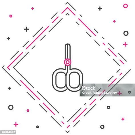 라인 네일 가위 큐티클 컷 뷰티 살롱 아이콘 흰색 배경에 고립 매니큐어용 화장품 가위 다채로운 개요 개념 벡터 가위에 대한 스톡