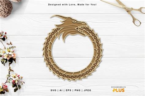 Fire Dragon Ouroboros Decoration 3d Layered Lasercut Design