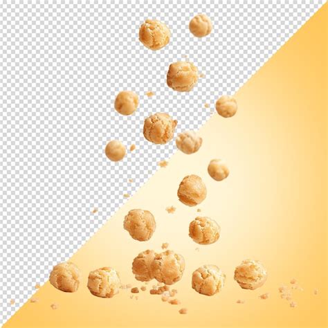 Falling Or Floated Small Cookie Drops Puff Pastry Balls Isolated On