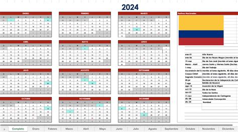 Calendario 2024 Con Festivos Colombia Excel Celina Martguerita
