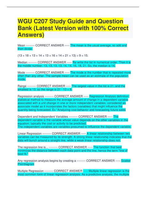 WGU C207 Study Guide And Question Bank Latest Version With 100