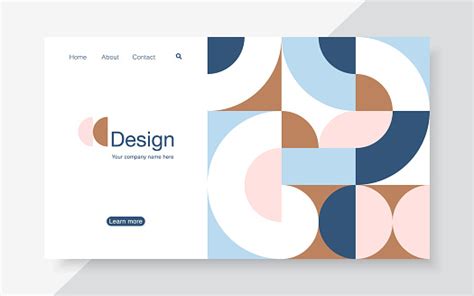 트렌디 한 바우하우스 스타일의 간단한 기하학적 형태벡터 수평 배너 방문 페이지 디자인 템플릿 스톡 벡터 일러스트레이션 바우하우스에 대한 스톡 벡터 아트 및 기타 이미지