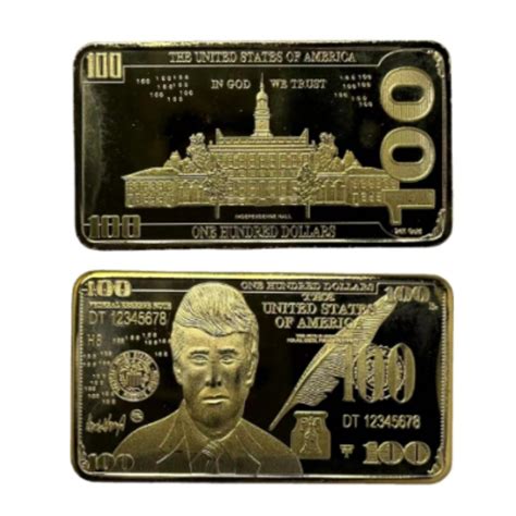United States Presidential Gold Plated Trump Gold Bar Commemorative