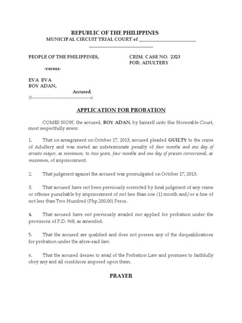 Application For Probation Pdf Probation Government