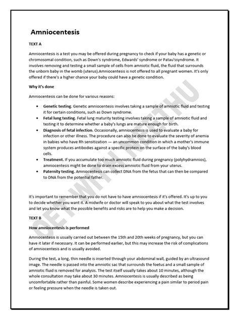 Amniocentesis Pdf Miscarriage Medical Specialties