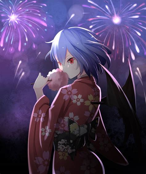 和服蕾咪新月的蕾米莉亚·斯卡蕾特插画图片 Bobopic