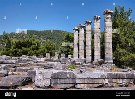 Aydın Turkey October 10 2021 Ionic Columns Of The Temple Of Athena