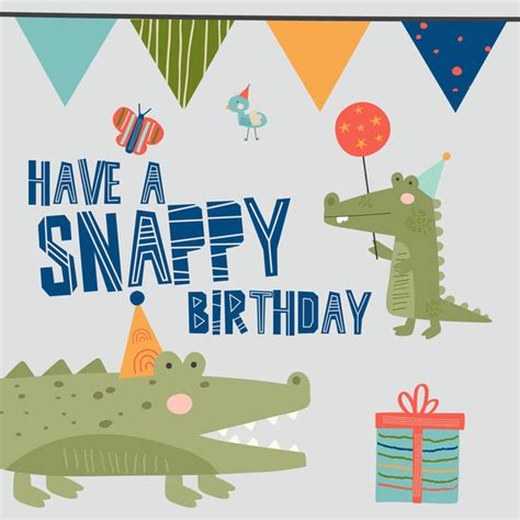 Crocodile Alligator Snappy Birthday Confetti Exploding Greetings Card