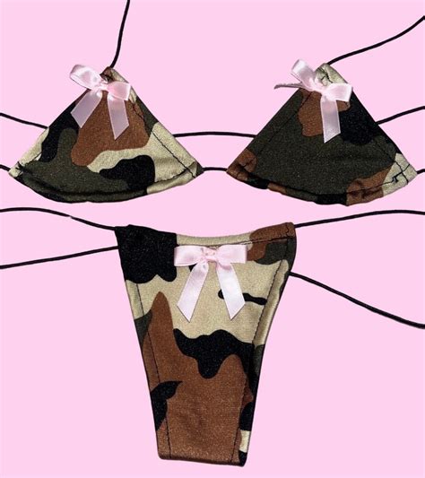 Camo Print Micro Exotic Dancewear Stripper Outfit Microkini Etsy