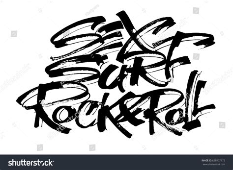 Sex Surf Rocknroll Modern Calligraphy Hand Stock Vector Royalty Free