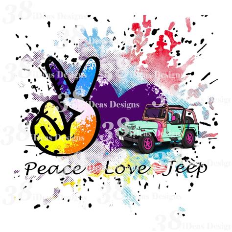 Peace Love Jeep PNG Car Jeep Sublimation Designs With Color Etsy