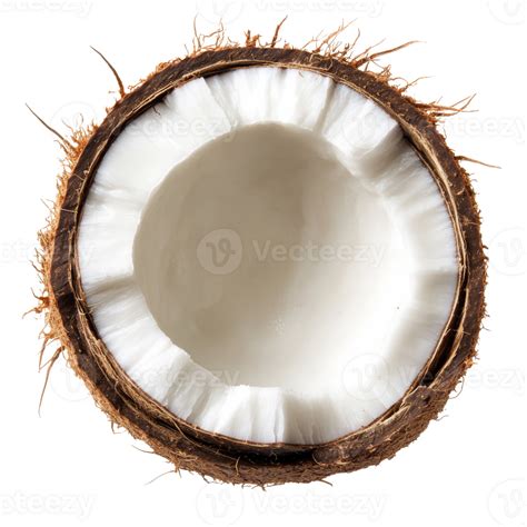 Fresh Coconut Cut Open Displaying Its White Flesh 52649866 Png