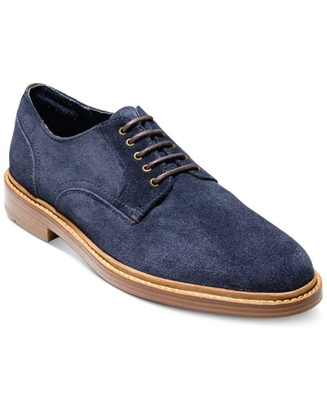 Cole Haan Mens Adams Suede Plain Toe Oxfords In Blue Suede Blue For Men Lyst