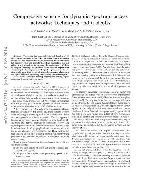 Pdf Compressive Sensing For Dynamic Spectrum Access Networks Techniques And Tradeoffs