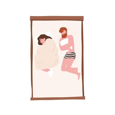 Pareja joven divertida en una cama cómoda socios románticos durmiendo